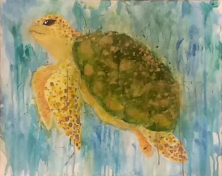 Watercolor Sea Turtle - Pinot's Palette Painting