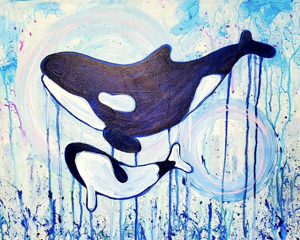 Whimsical Whales - Pinot's Palette Painting