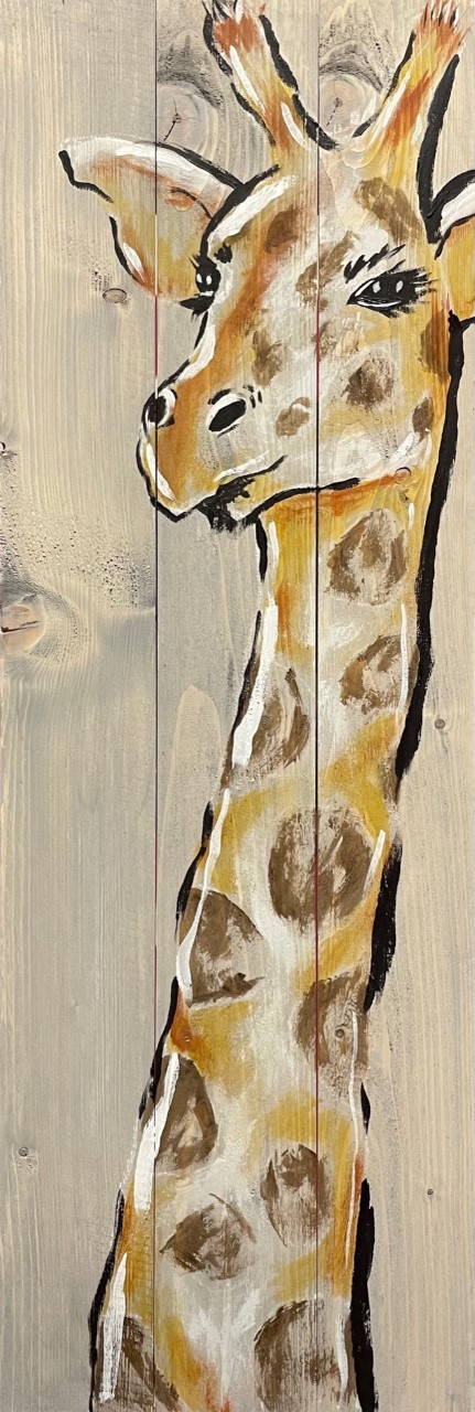 Wood Board Giraffe - Pinot's Palette Painting