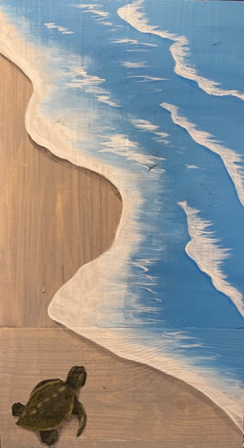 Wood Pallet Turtle First Steps - Pinot's Palette Painting