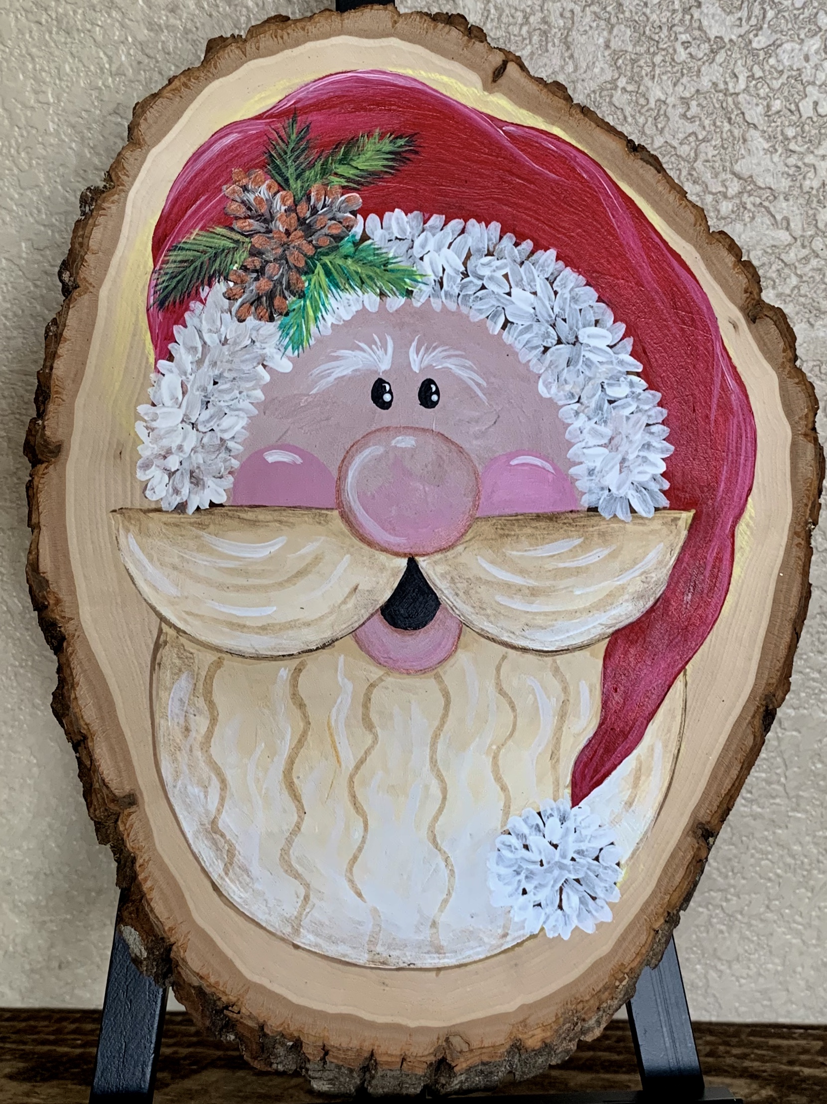 Woodland Santa Live Edge Round - Pinot's Palette Painting